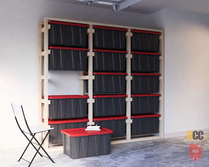 Bin Storage Rack Digital Download | Sideways Tote Storage 27 Gallon Diy ...