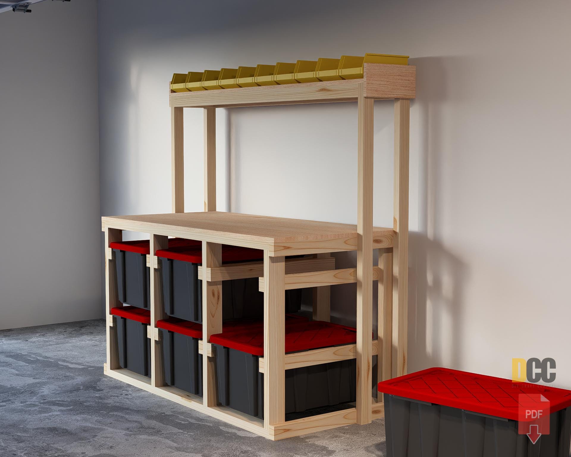 Stackable Bin and Tote Storage Rack 17 Gallon Bin Bin Garage Shelves ...