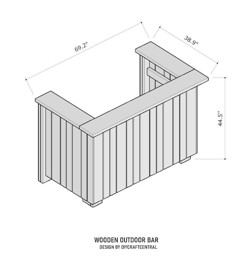 Wooden Outdoor Bar PDF File Plans | Outdoor DIY Bar Plan PDF Bar Plans ...