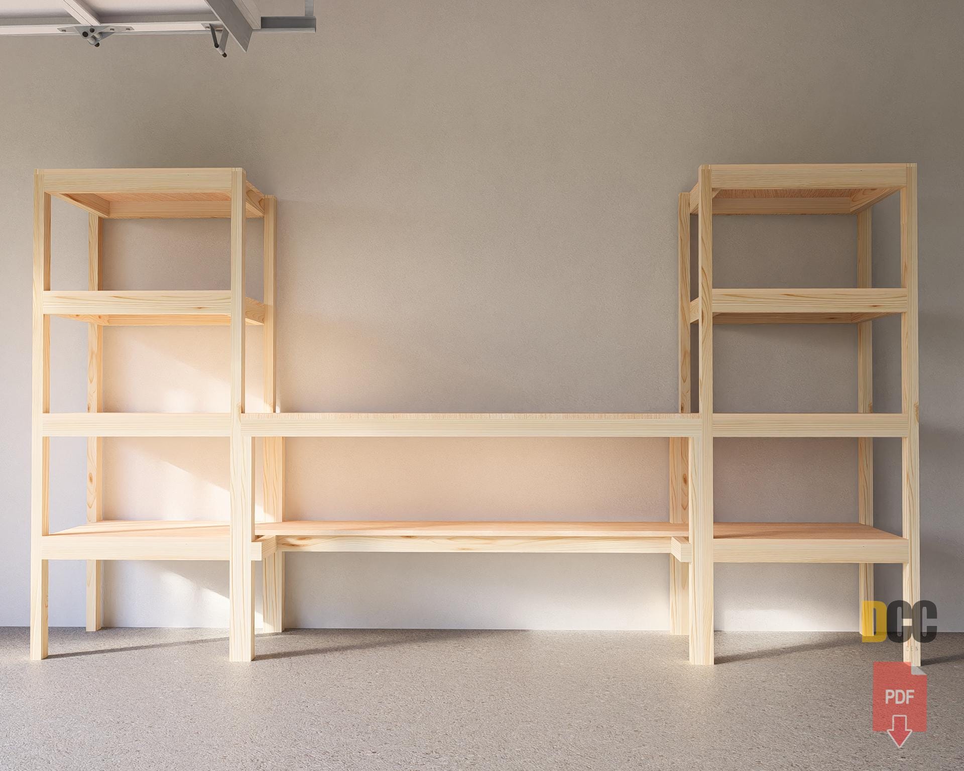 4 Tier Garage Shelf With Workbench | DIY Garage Storage Garage Shelves ...