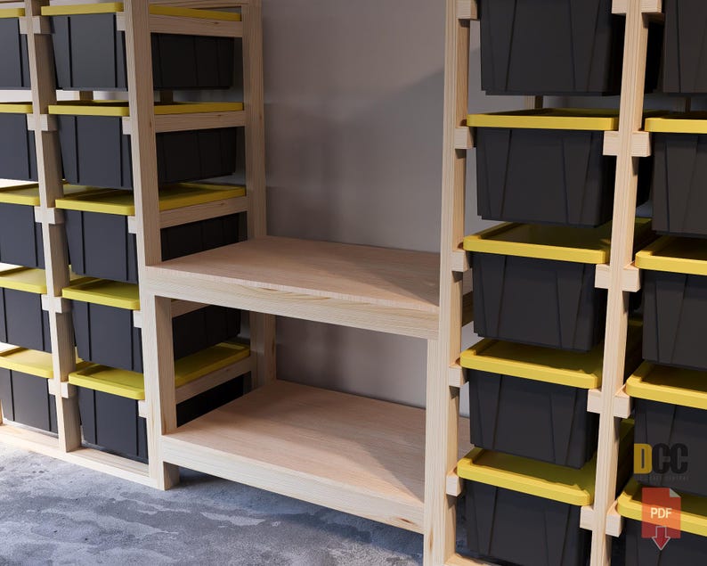 Tote Storage Rack With Workbench PDF | 5x4 Storage Plan 17 Gallon DIY ...