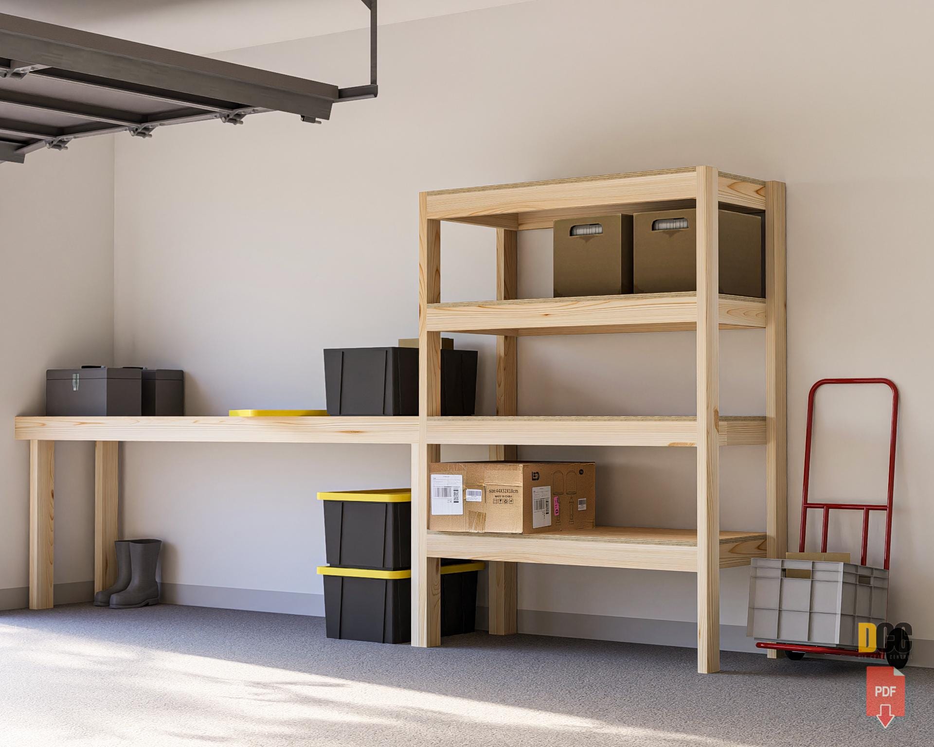 Storage With Work Bench Four Tier PDF FILE | Diy Garage Shelves ...