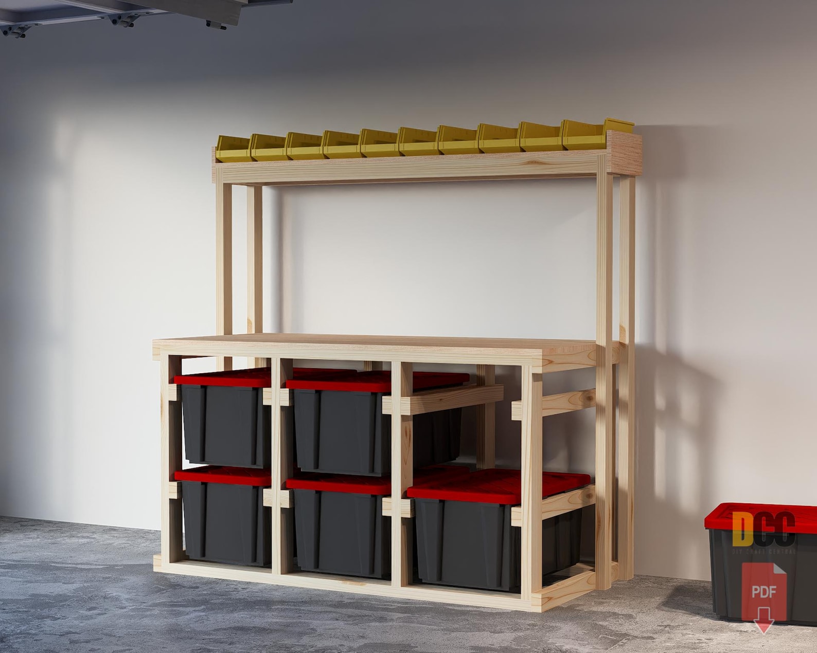 Stackable Bin and Tote Storage Rack 17 Gallon Bin Bin Garage Shelves ...