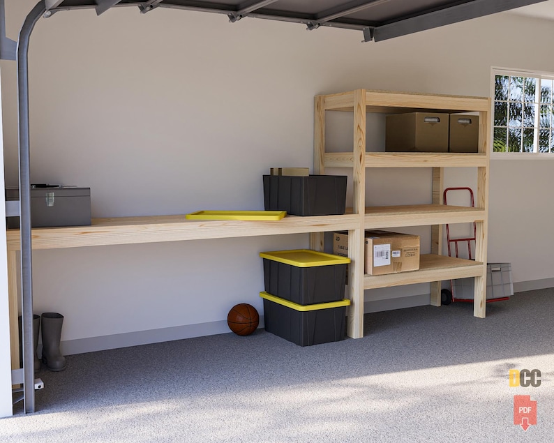 Garage Storage With Work Bench Four Tier PDF FILE Diy Garage Shelves ...