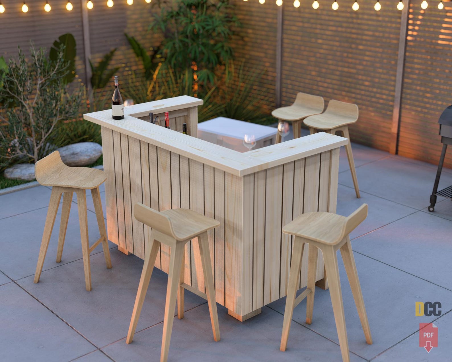 Wooden Outdoor Bar PDF File Plans | Outdoor DIY Bar Plan PDF Bar Plans ...
