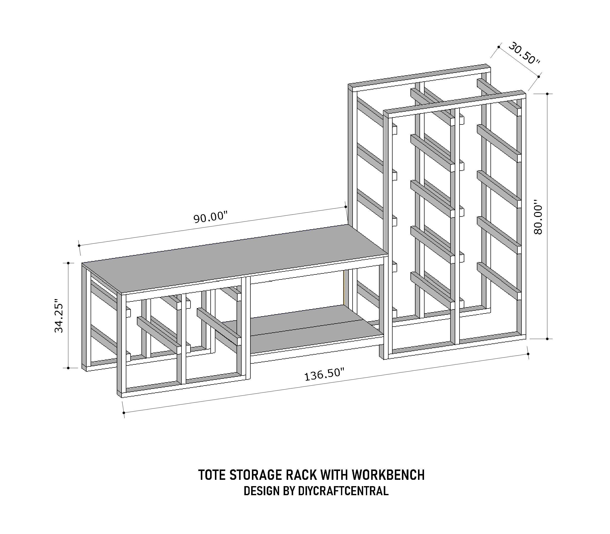 Workbench With Tote Storage 17 & 27 Gallon Digital Download Bin Garage ...