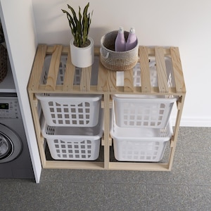 Basket Rack Plan | DIY Digital Plans Laundry Organizer Basket Storage ...