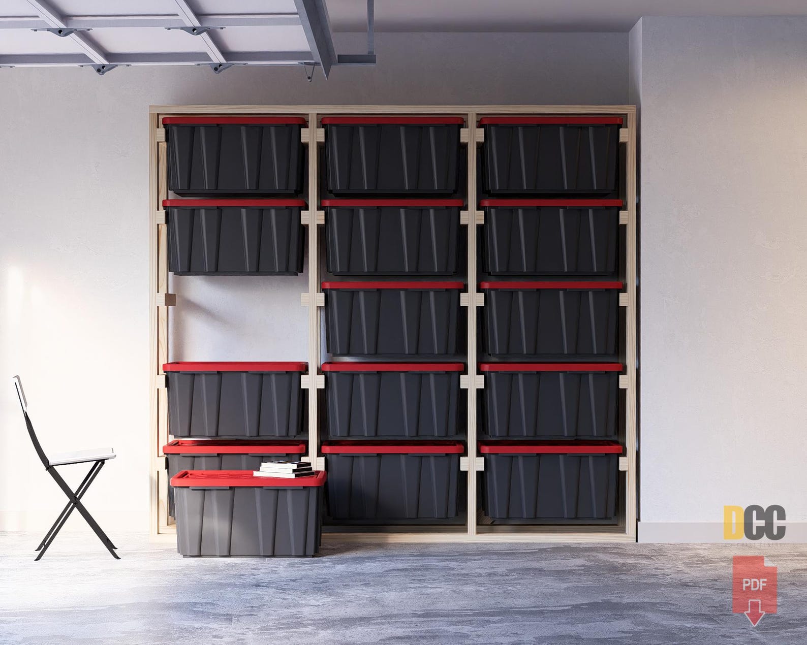 Bin Storage Rack Digital Download | Sideways Tote Storage 27 Gallon Diy ...