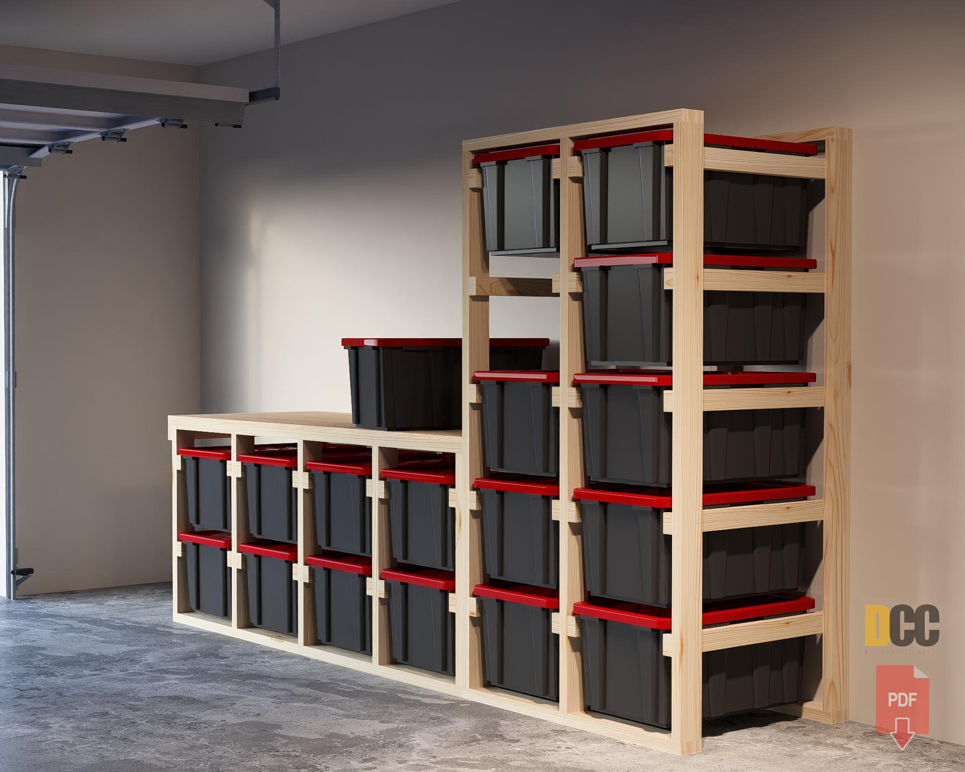 Workbench With Tote Storage 17 Gallon Digital Download Bin Garage ...