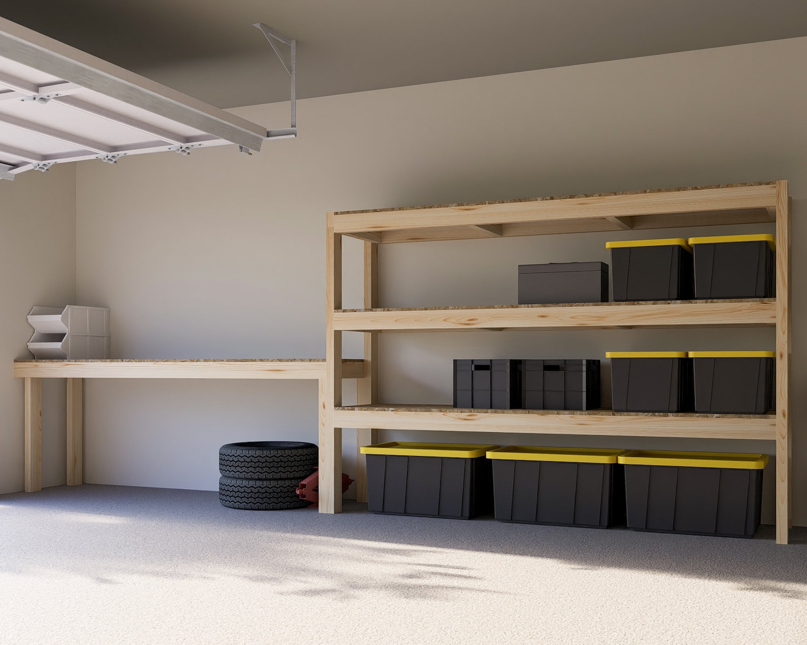 Garage Shelves With Work Bench | Diy Garage Shelves Diy Garage Shelf ...