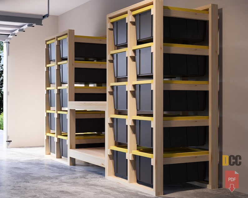 Tote Storage Rack With Workbench PDF | 5x4 Storage Plan 17 Gallon DIY ...