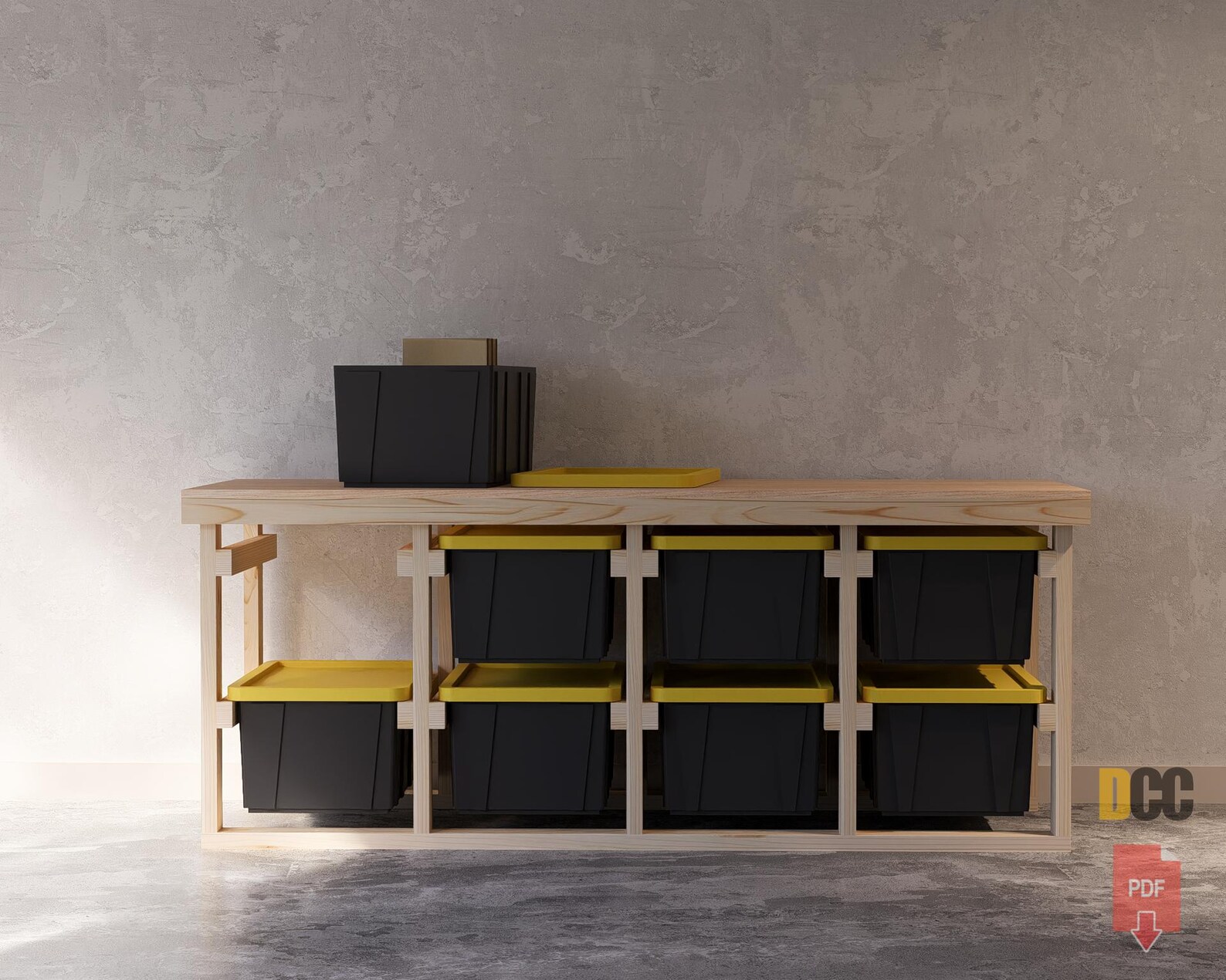 Workbench With Storage 17 Gallon | Garage Shelves Bin Rack Storage Work ...
