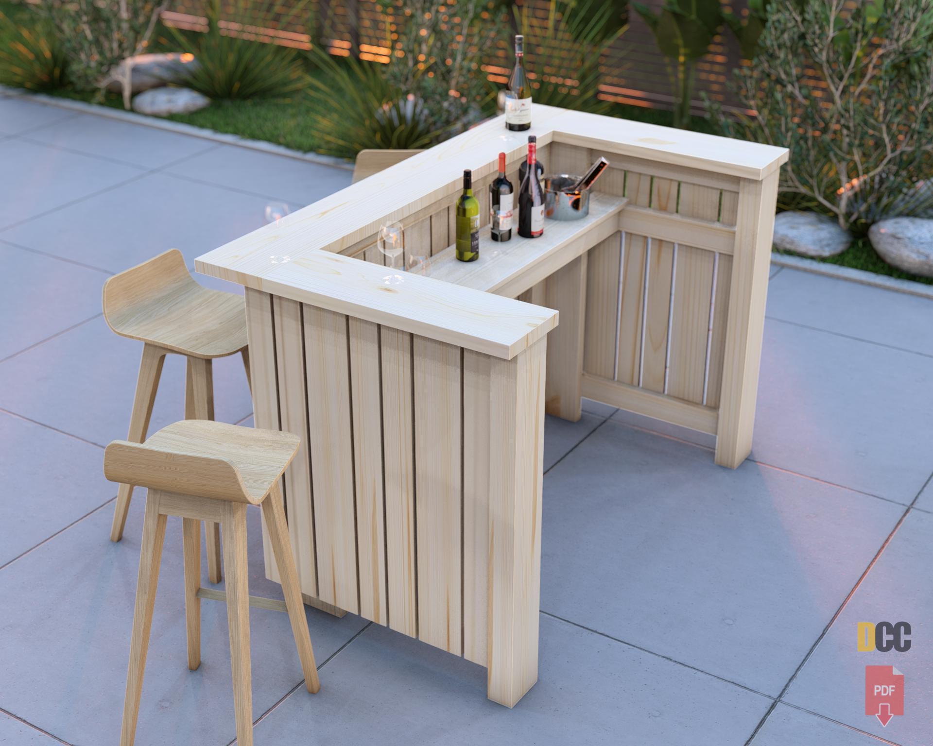 Wooden Outdoor Bar PDF File Plans | Outdoor DIY Bar Plan PDF Bar Plans ...