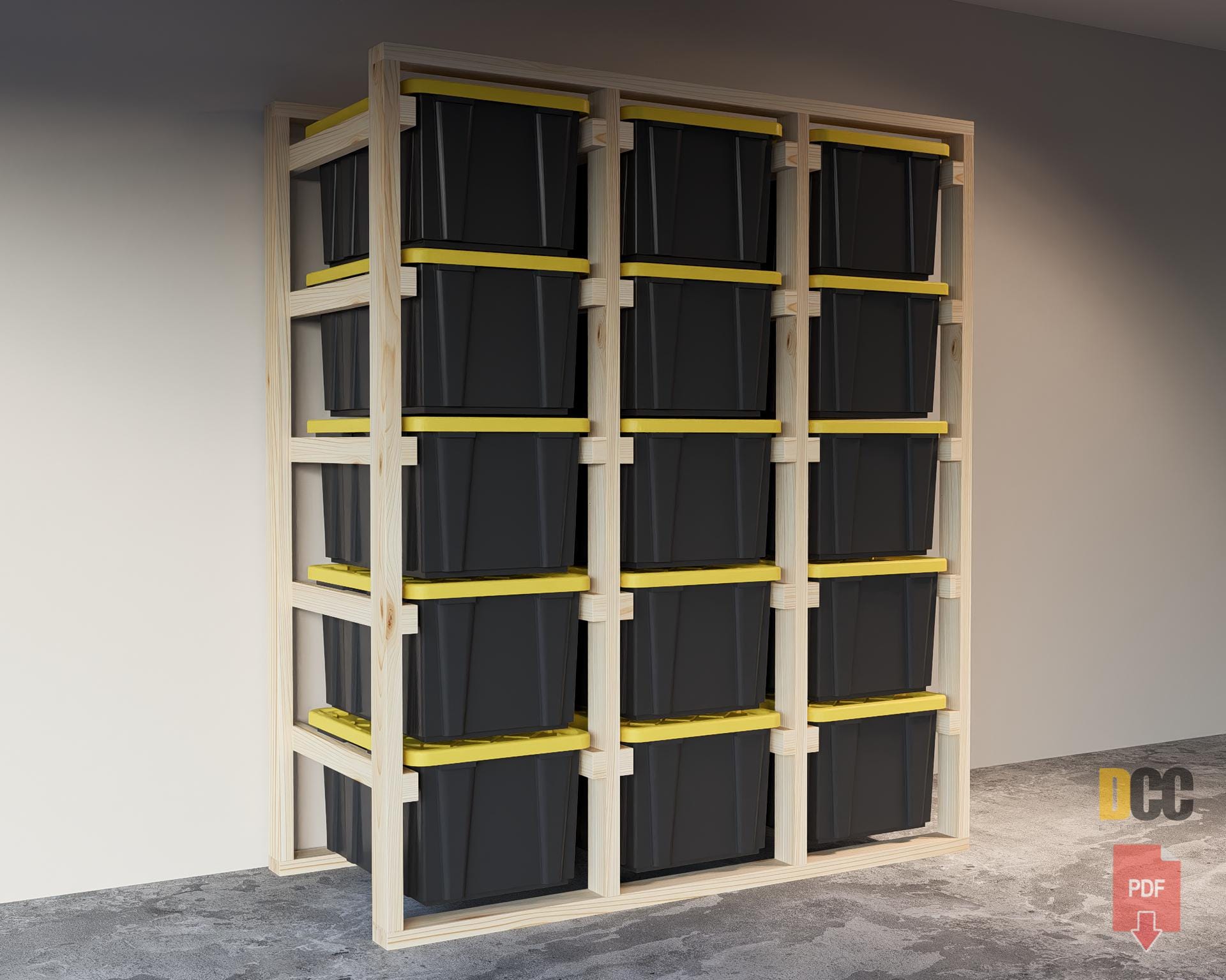 Bin Storage Rack 5x3 Digital Download | 15 Slots Storage 27 Gallon Diy ...