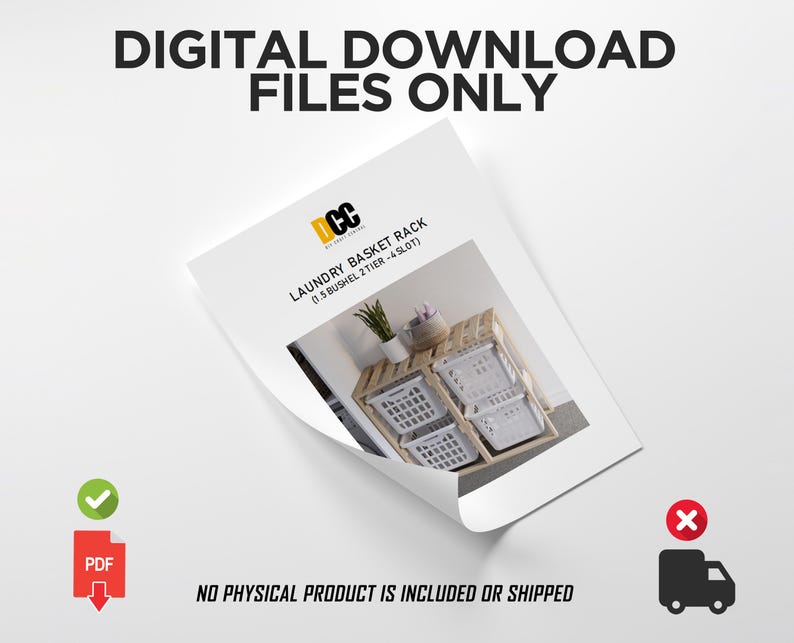 Basket Rack Plan DIY Digital Plans Laundry Organizer Basket Storage ...