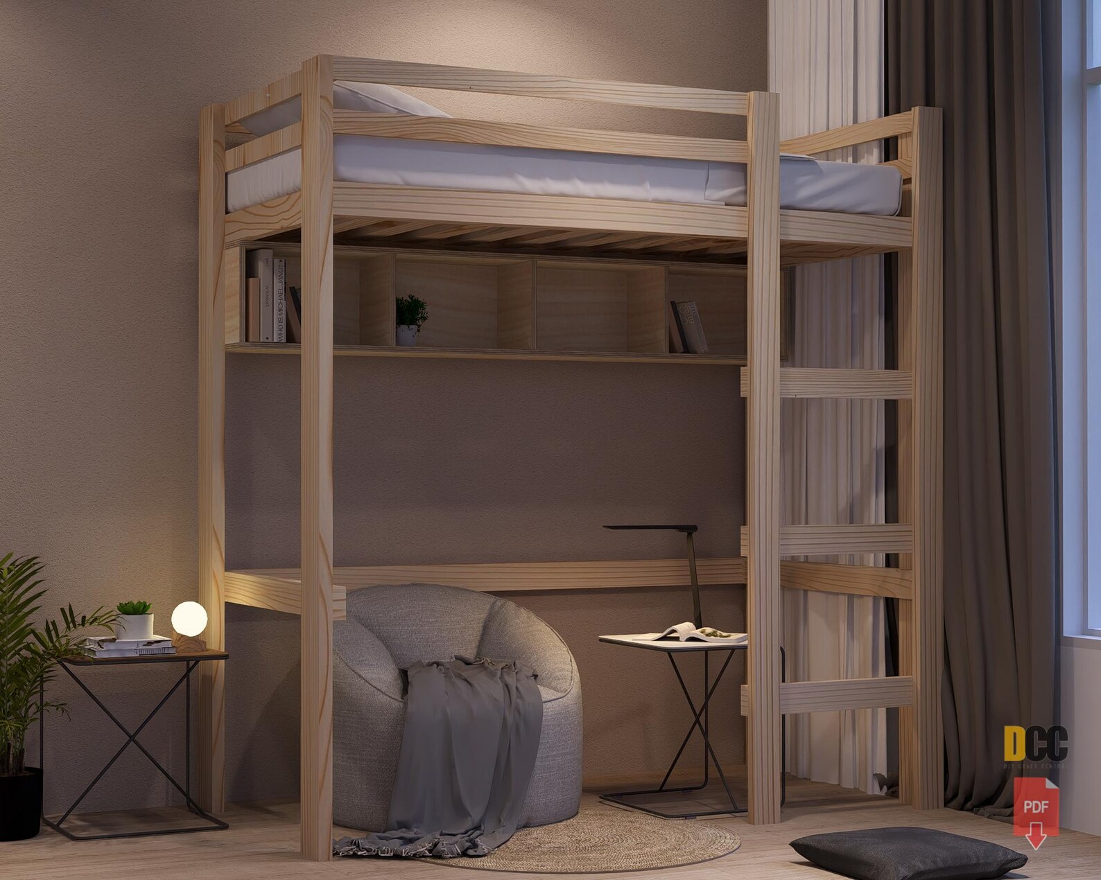 Loft Bed Twin Size PDF Download | Diy Loft Bed Diy Pdf Plans Diy Bunk ...