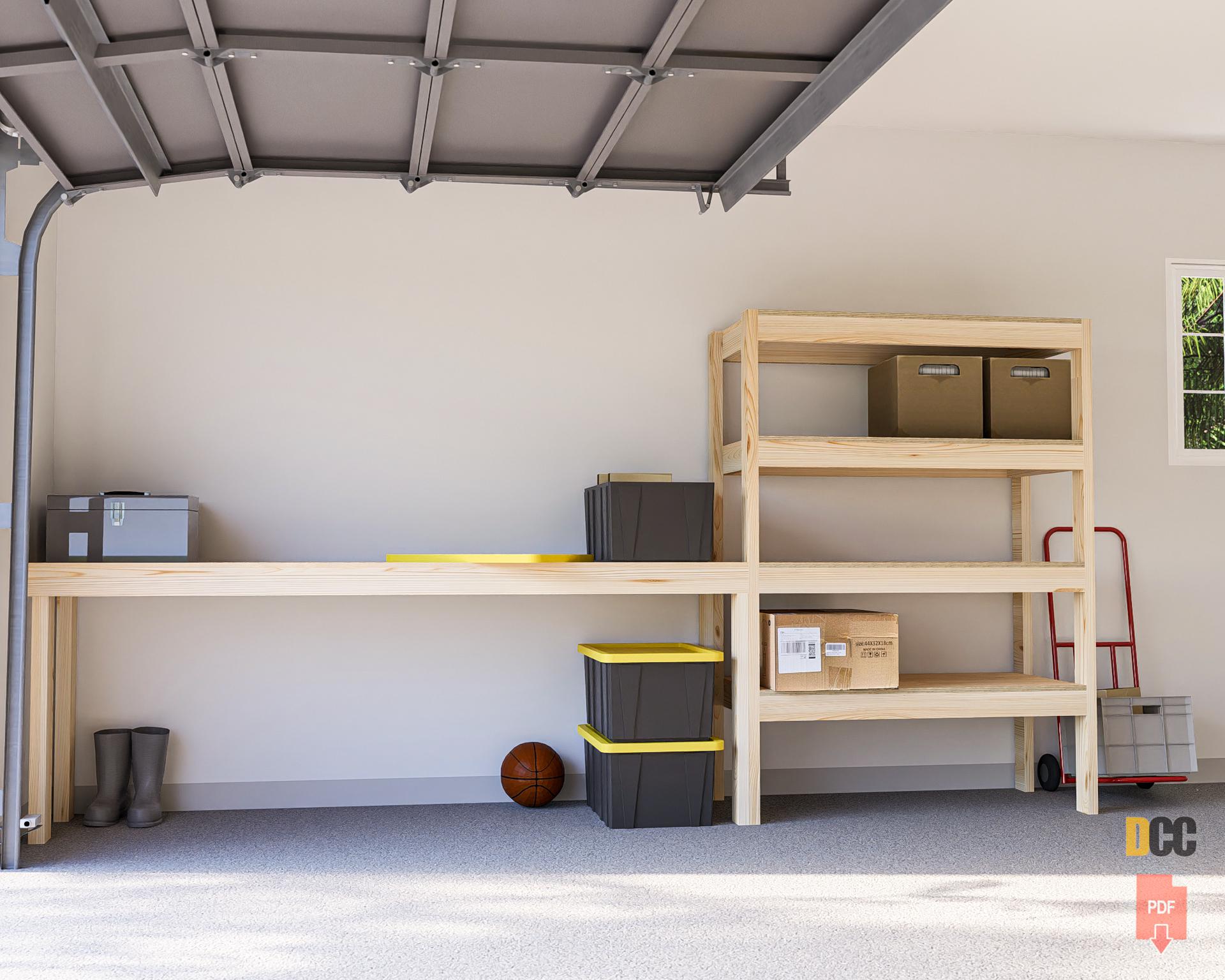 Garage Storage With Work Bench Four Tier PDF FILE Diy Garage Shelves ...