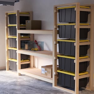Tote Rack With 3 Tier Shelf PDF | 27 Gallon Storage Plan DIY Garage ...