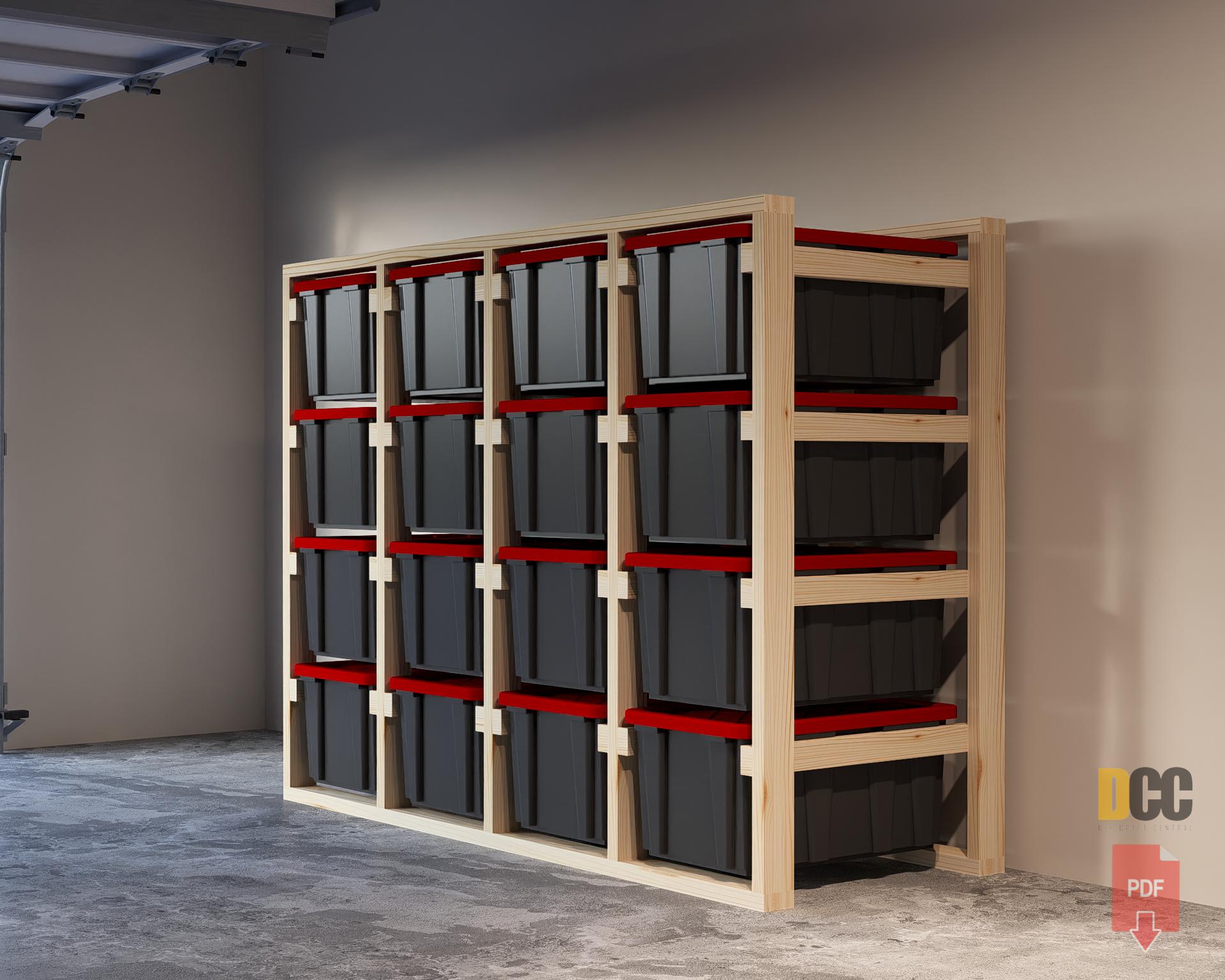 Bin Rack 17 Gallon Digital Download 4x4 16 Slots Storage Diy Garage ...