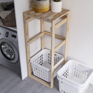 Laundry Holder Rack Plan | DIY Digital Plans Laundry Organizer Basket ...