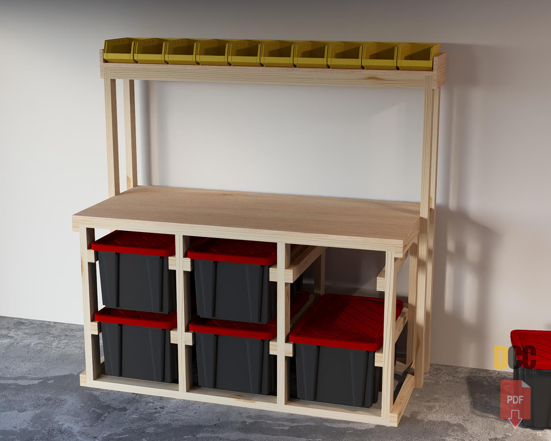 Stackable Bin and Tote Storage Rack 17 Gallon Bin Bin Garage Shelves ...