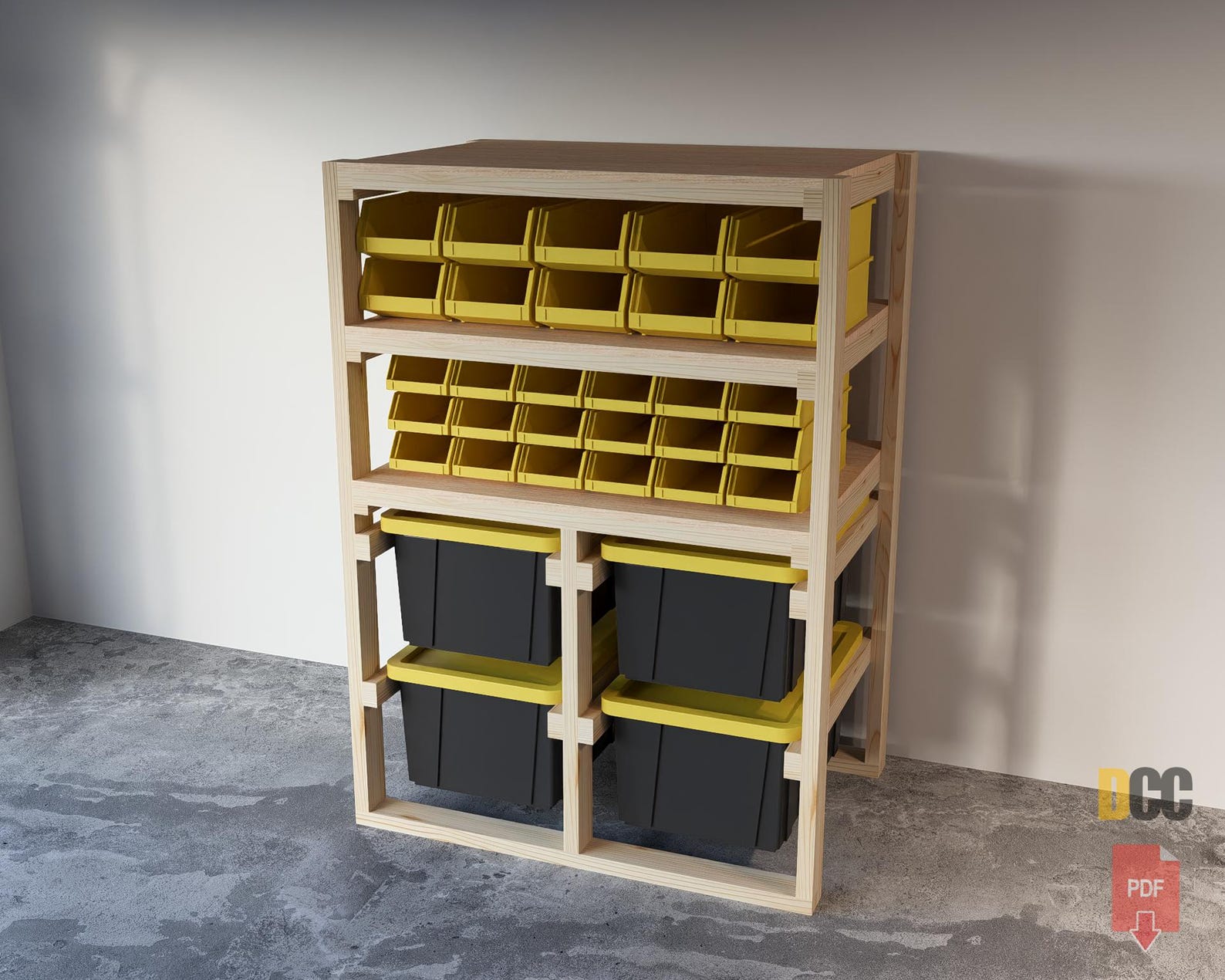 Stackable Bin and Tote Storage Rack | 27 Gallon Bin Bin Garage Shelves ...