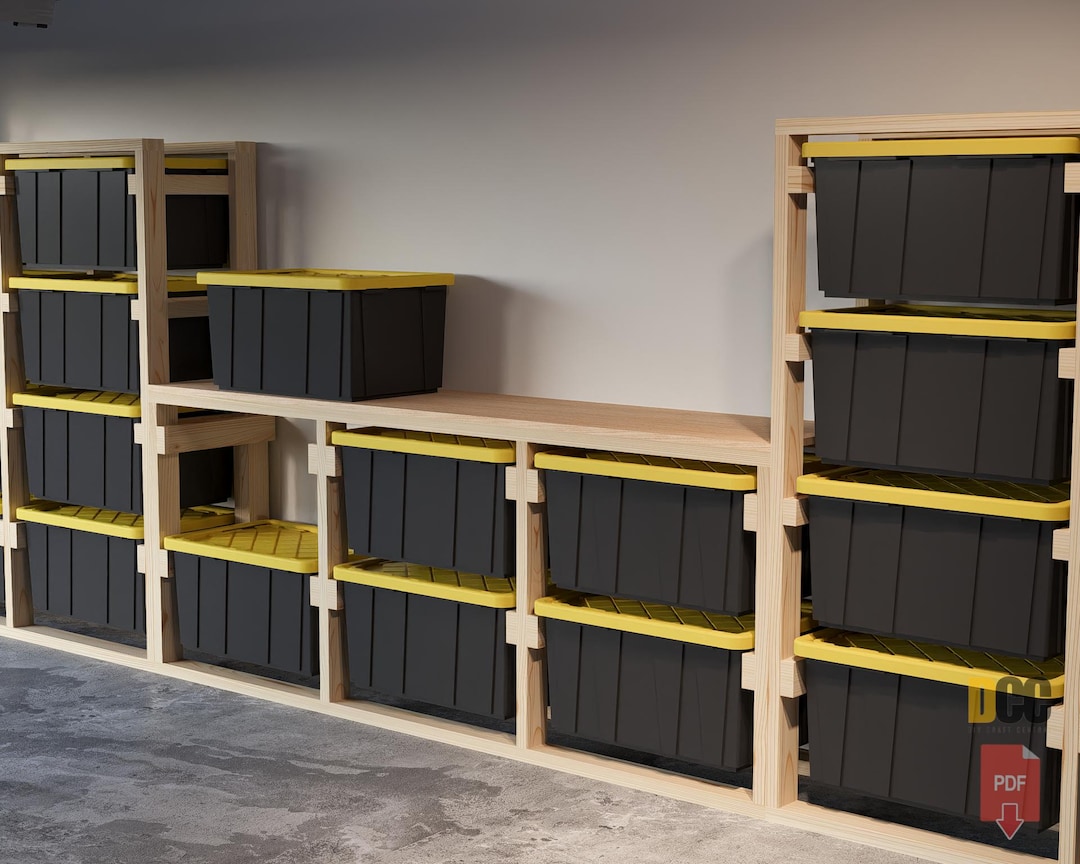 Bin Storage Digital Download | Sideways Tote Rack Storage 27 Gallon Diy ...