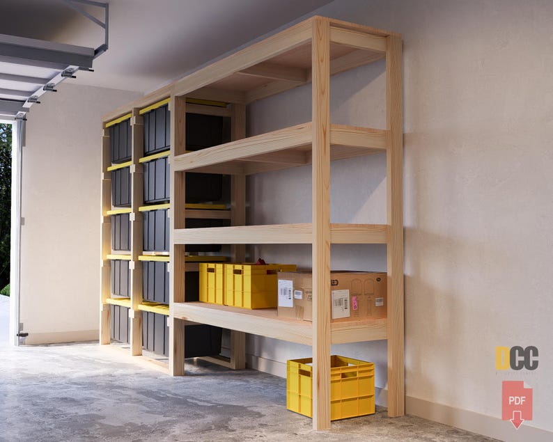 Tote Rack With 4 Tier Shelf PDF | 27 Gallon Storage Sideways DIY Garage ...