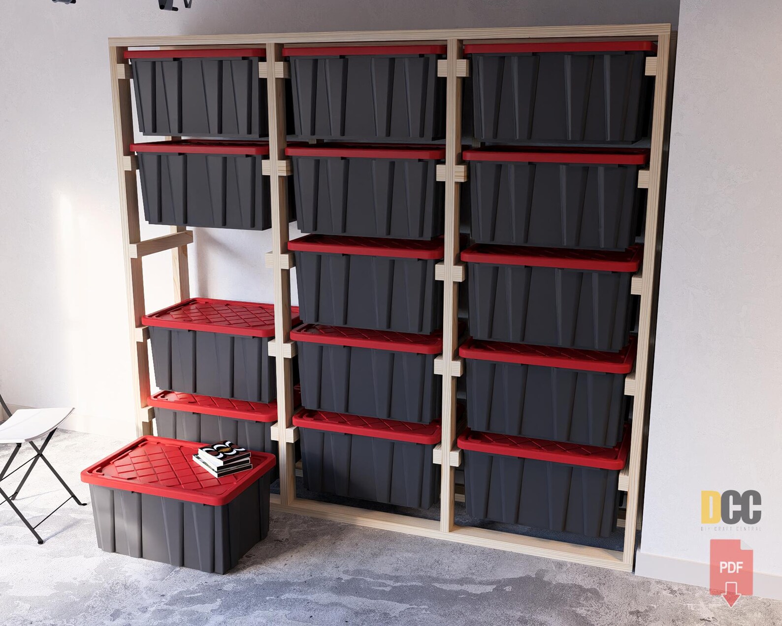 Bin Storage Rack Digital Download | Sideways Tote Storage 27 Gallon Diy ...