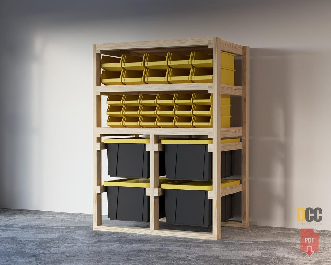 Stackable Bin and Tote Storage Rack | 27 Gallon Bin Bin Garage Shelves ...