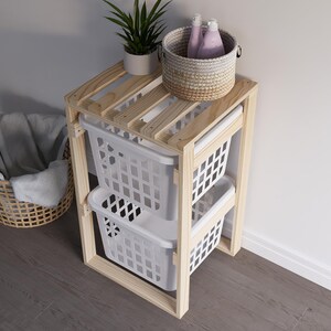 Laundry Basket Rack | DIY Plans Laundry Organizer Basket Storage ...
