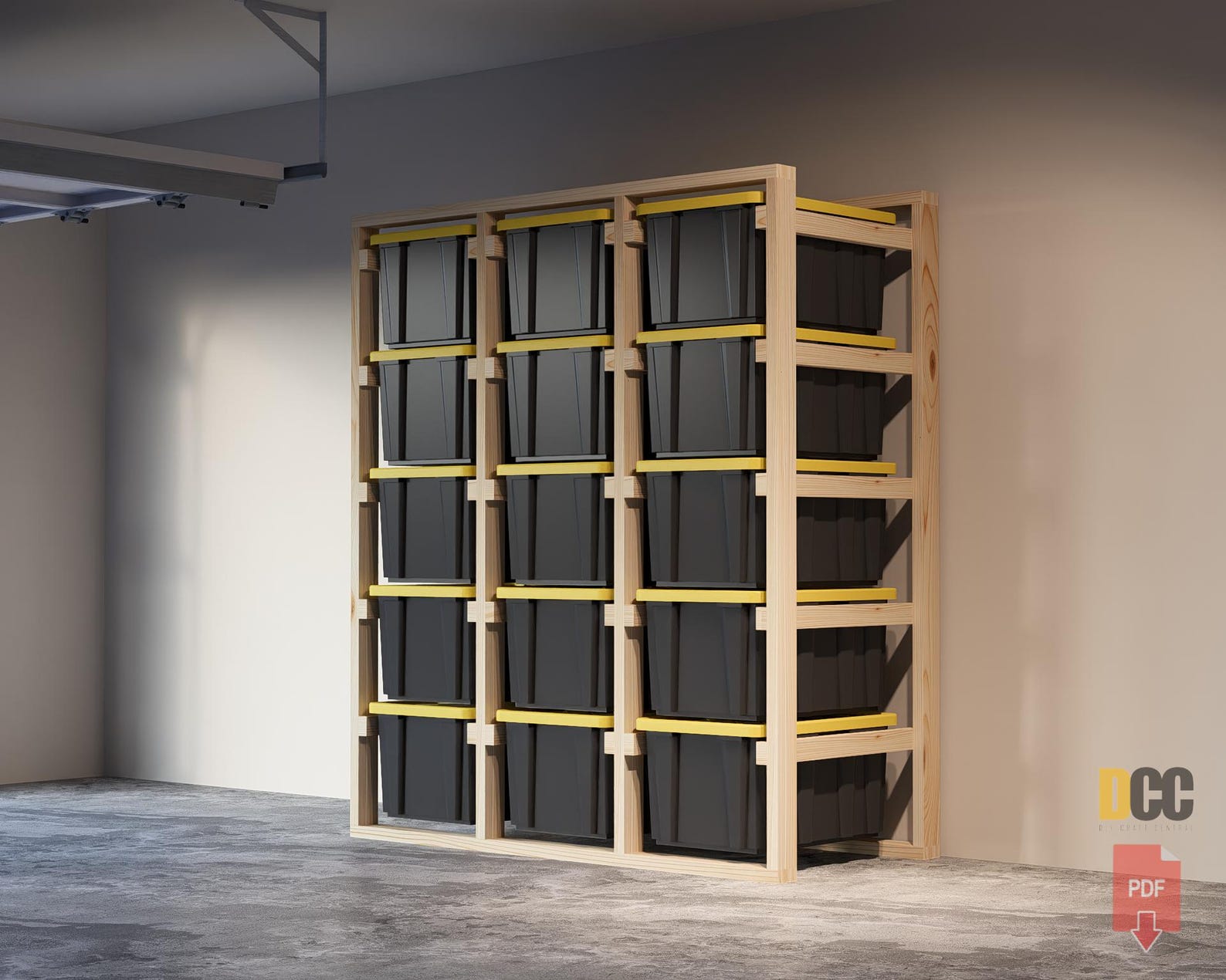 Bin Storage Rack 5x3 Digital Download | 15 Slots Storage 27 Gallon Diy ...