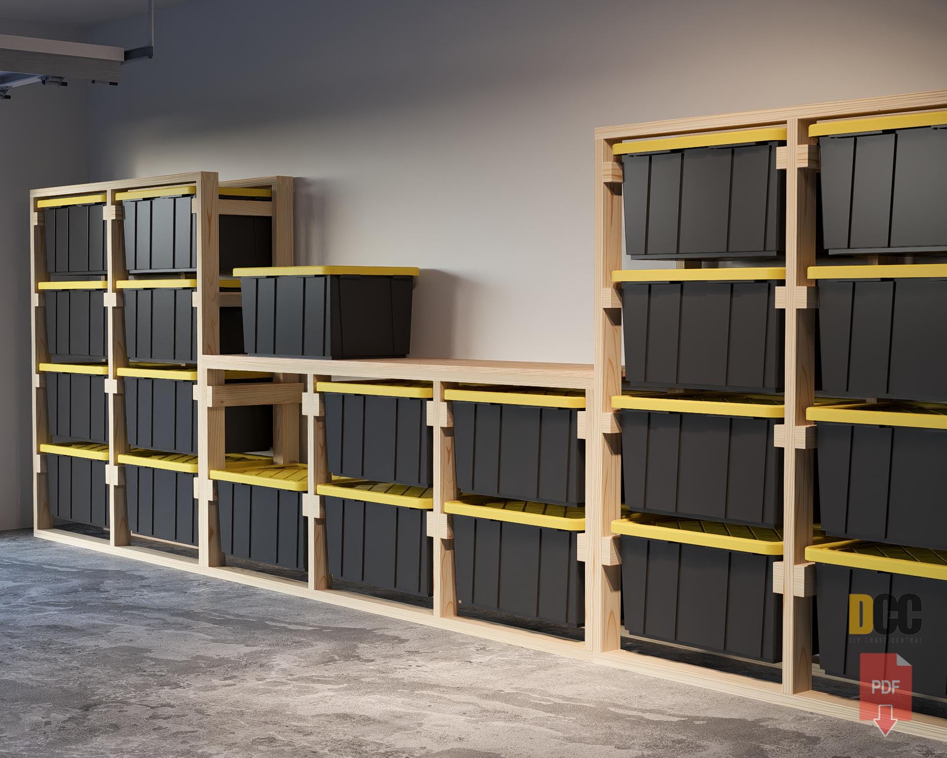 Bin Storage Digital Download | Sideways Tote Rack Storage 27 Gallon Diy ...