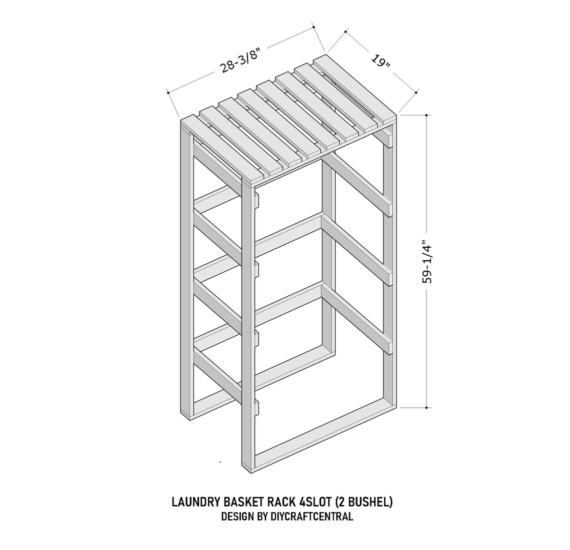 Sideways Basket Rack | Digital Download Pdf Laundry Organizer Storage ...