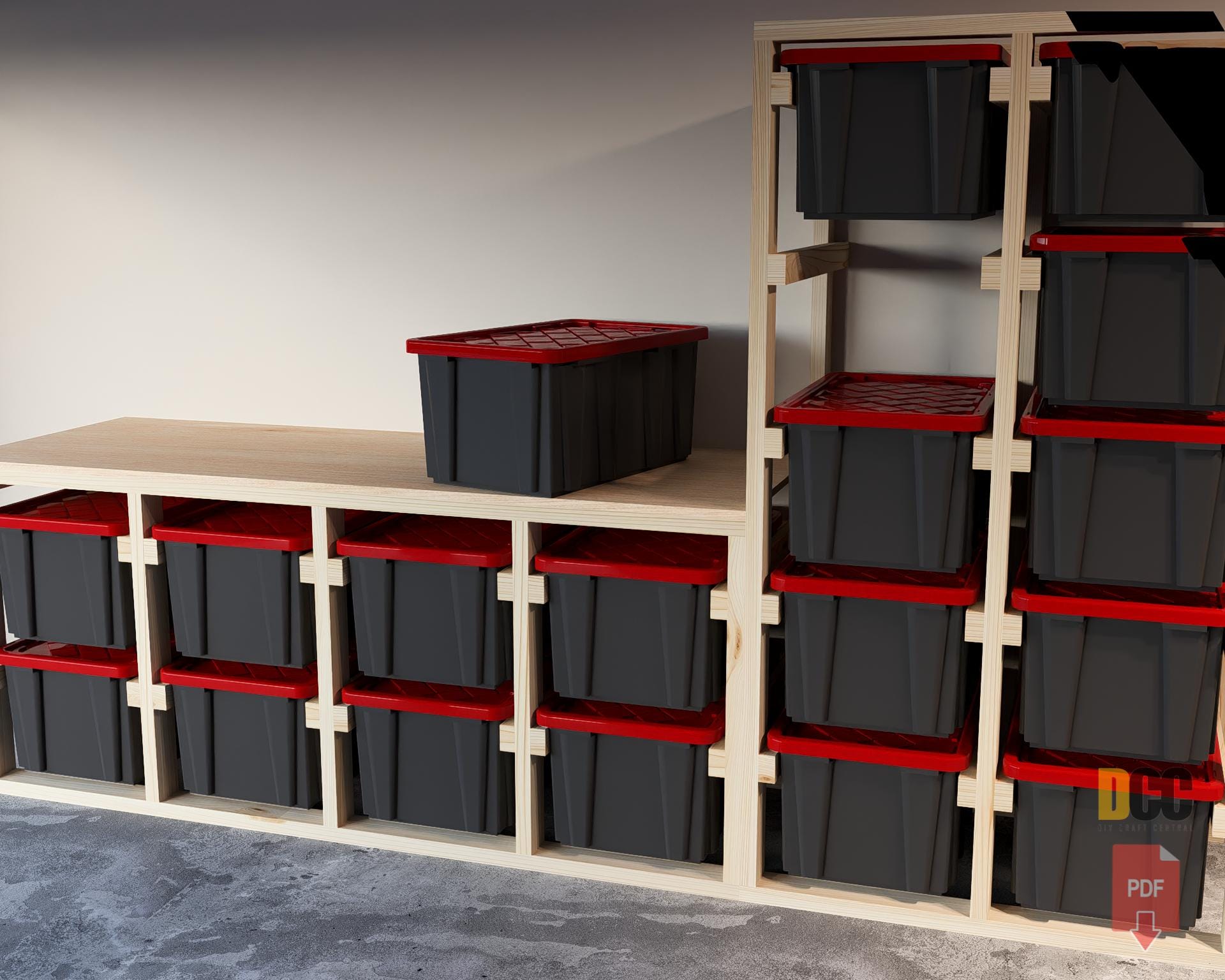 Workbench With Tote Storage 17 Gallon | Digital Download Bin Garage ...