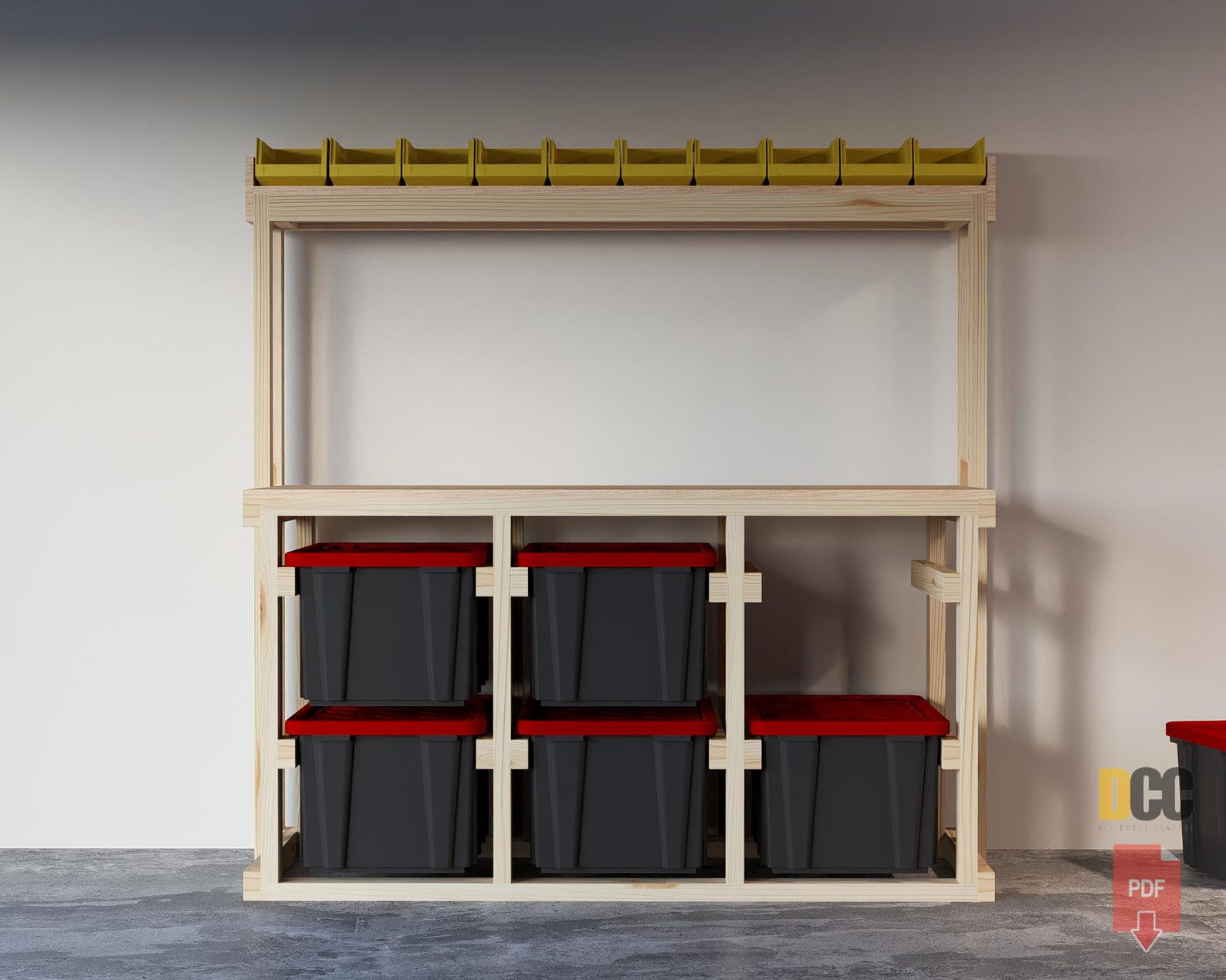 Stackable Bin and Tote Storage Rack 17 Gallon Bin Bin Garage Shelves ...