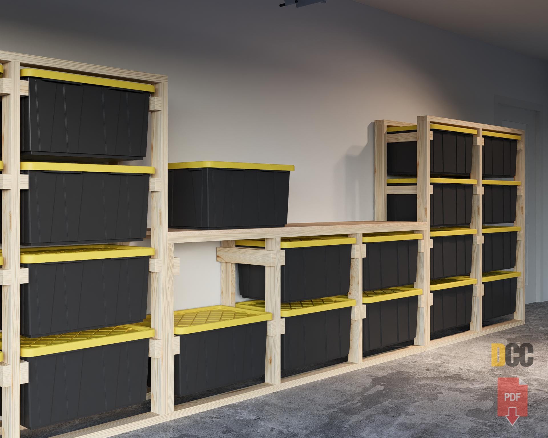 Bin Storage Digital Download | Sideways Tote Rack Storage 27 Gallon Diy ...