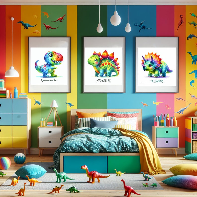 Dino Bedroom Wall Art, Dinosaur Printables, T-rex Print, Kids ...