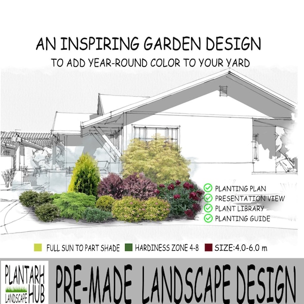 Landscape Design Plan Full Sun - Etsy