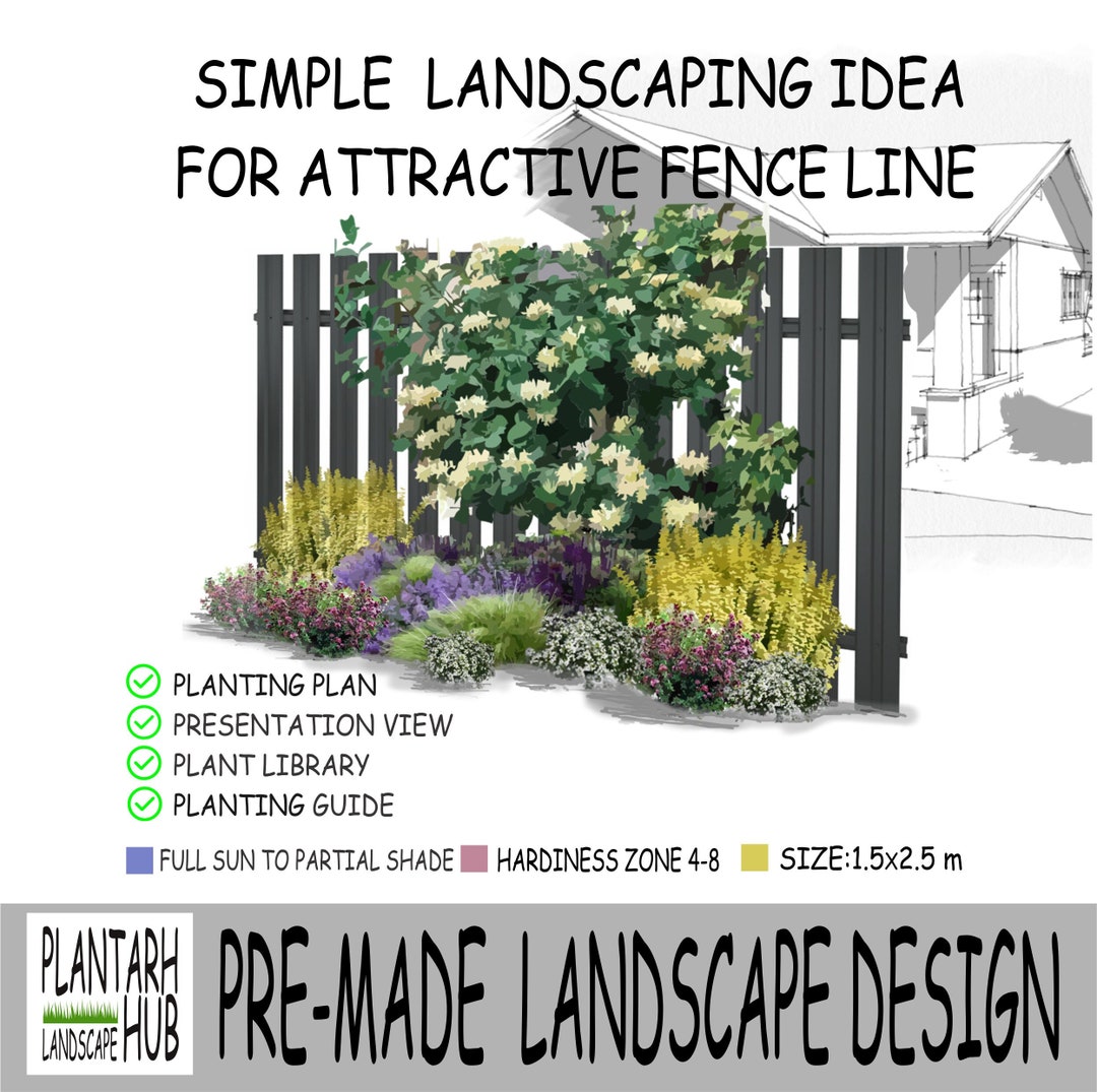 Pre-made Landscape Design for Full Sun or Partial Shade Garden Simple ...