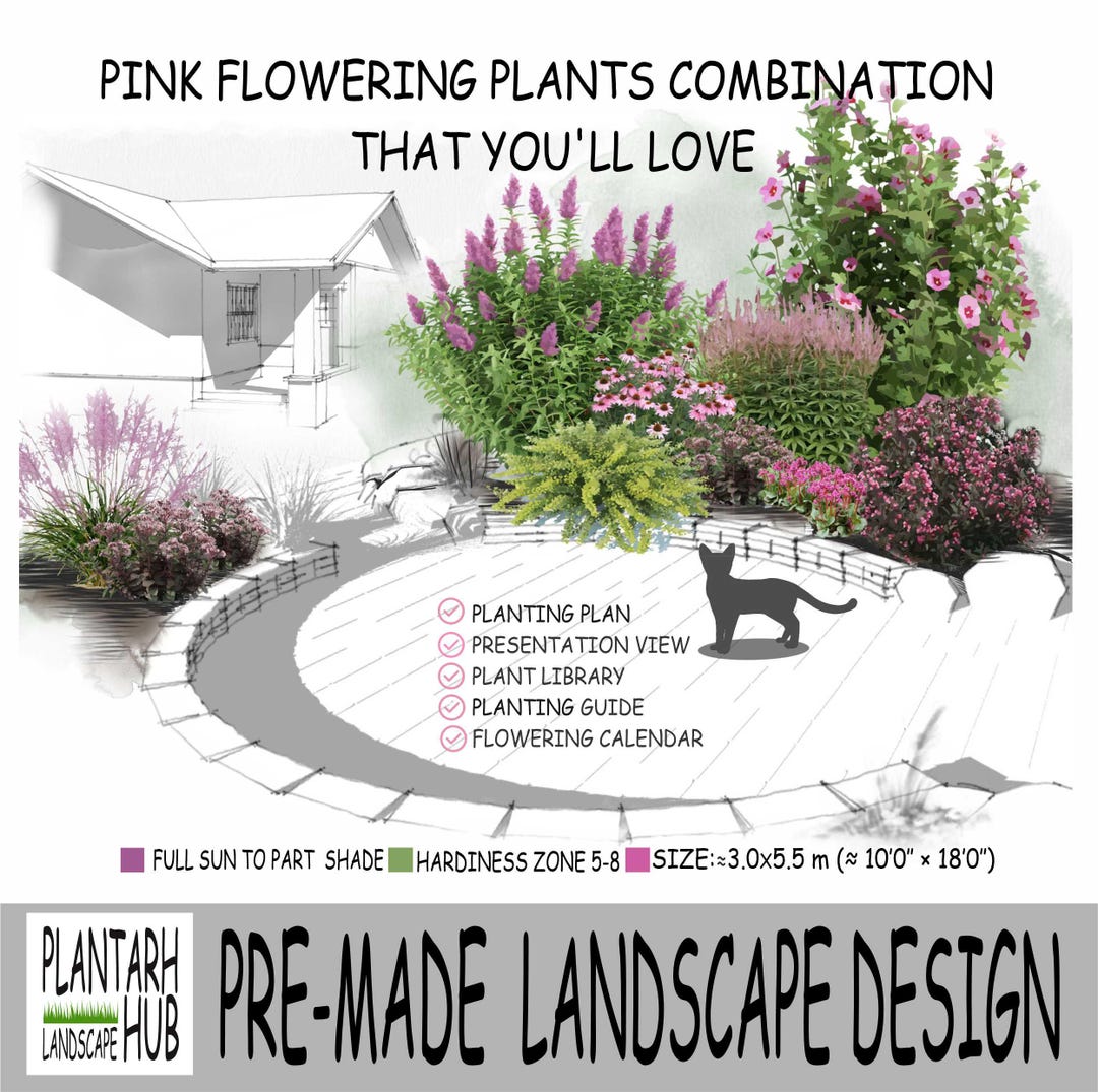 Pink Flowering Plants Combination Pre-made Landscape Design for Full ...