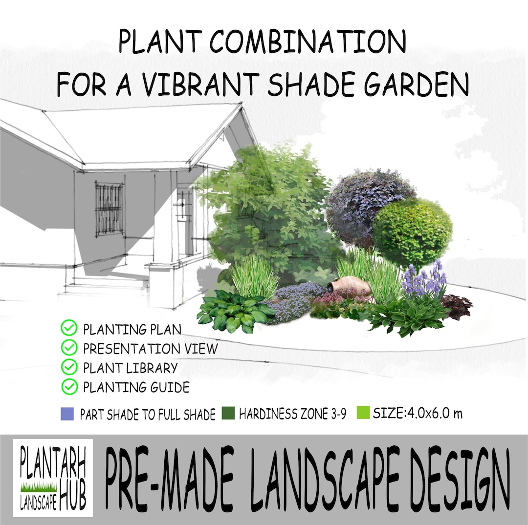 Pre-made Landscape Design Shade Garden Outdoor Space Idea With Low ...