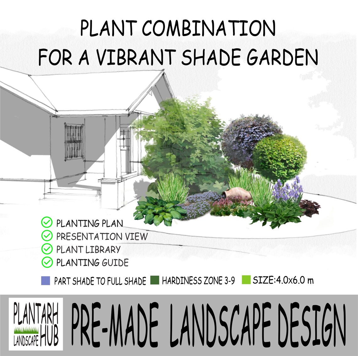 Pre-made Landscape Design Shade Garden Outdoor Space Idea With Low ...