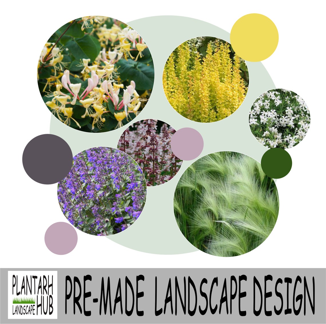 Pre-made Landscape Design for Full Sun or Partial Shade Garden Simple Landscaping Idea for ...