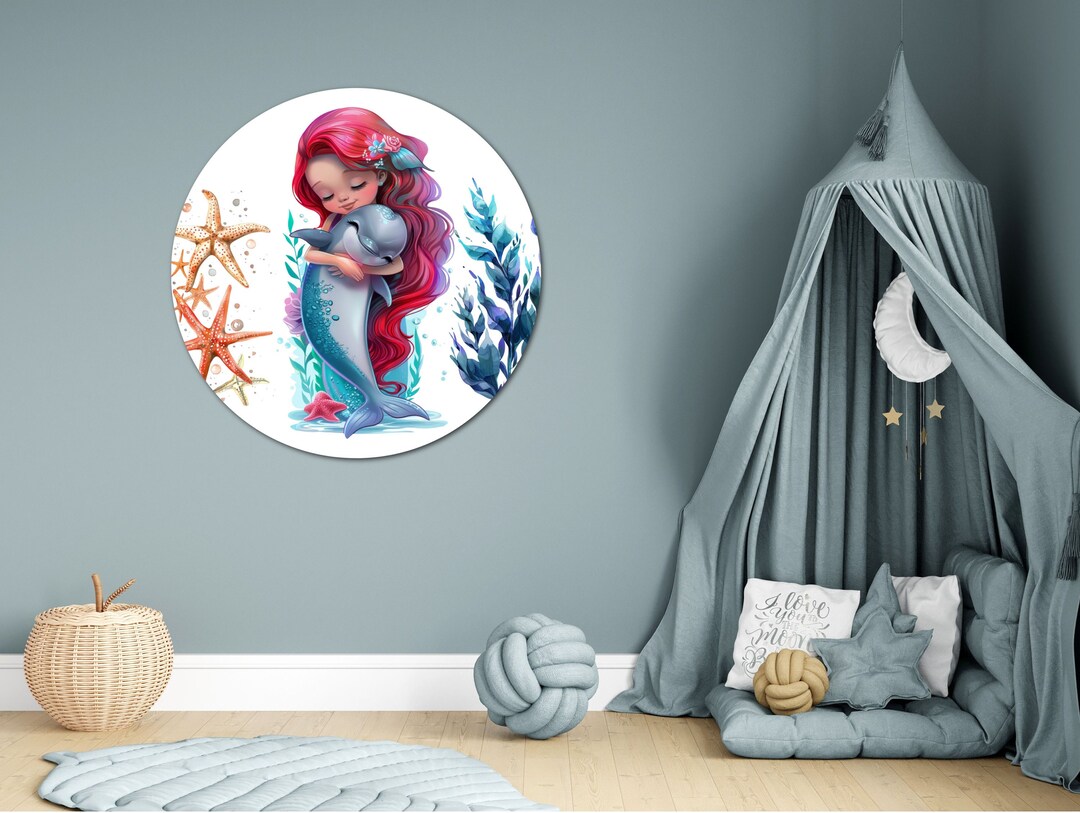 Little Mermaid Ariel / Wall Circle / Nursery Decor / Wall Decor / Kids ...