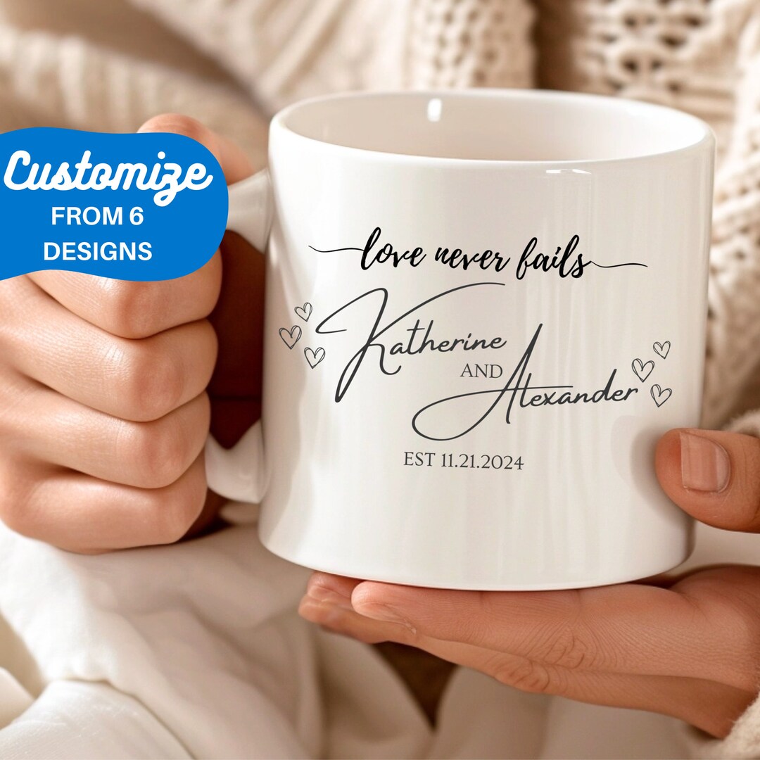 Personalized Couples Name Mug, Custom Bridal Coffee Cups, Anniversary ...