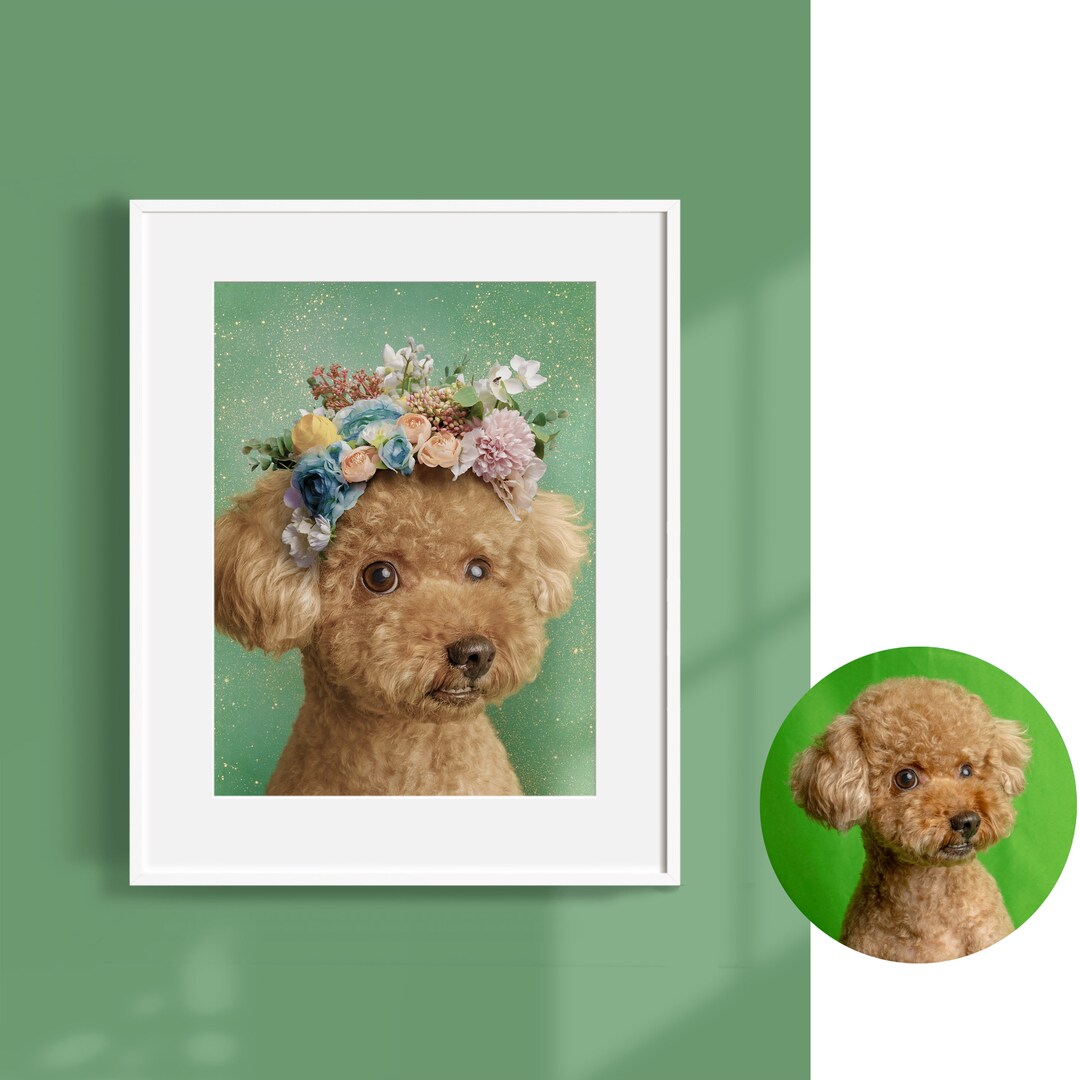 Customised Dog Portrait From Your Photo | Custom Cat Pet Wall Art ...