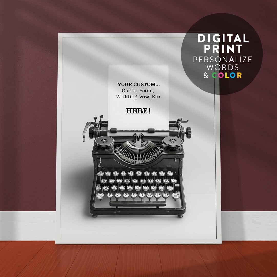 Custom Typewriter Poster, Typewriter Poster, Typewriter Art Print ...