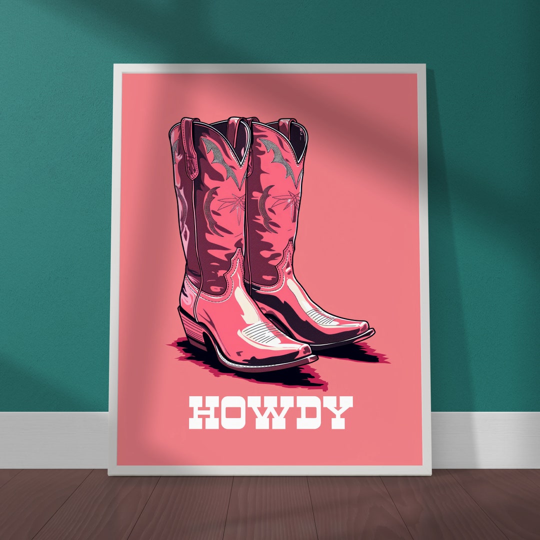 Vintage Cowboy Boots Poster, Nashville Boot Print, Cowgirl Stylish ...