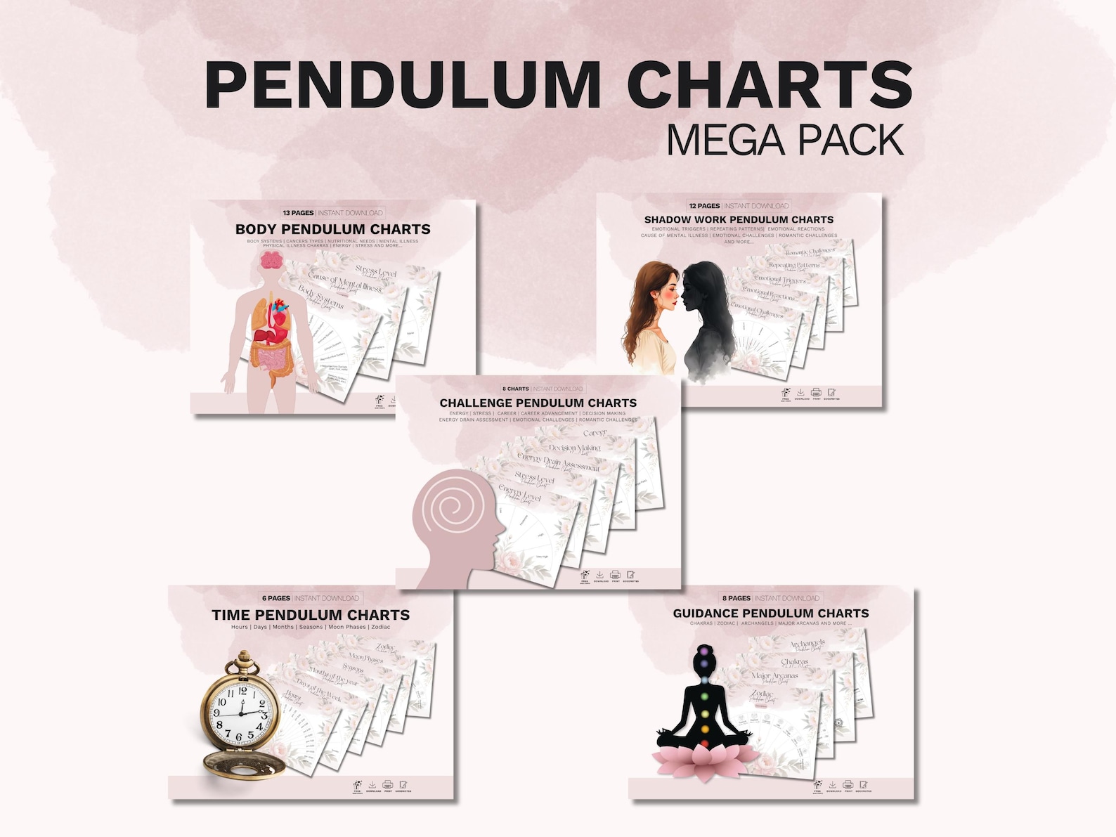 Pendulum Chart Mega Pack: Divination & Spiritual Guidance (digital ...